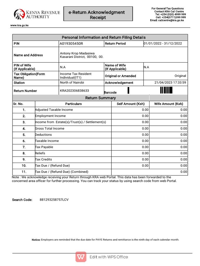 KRA Returns | PDF | Economies | Public Finance
