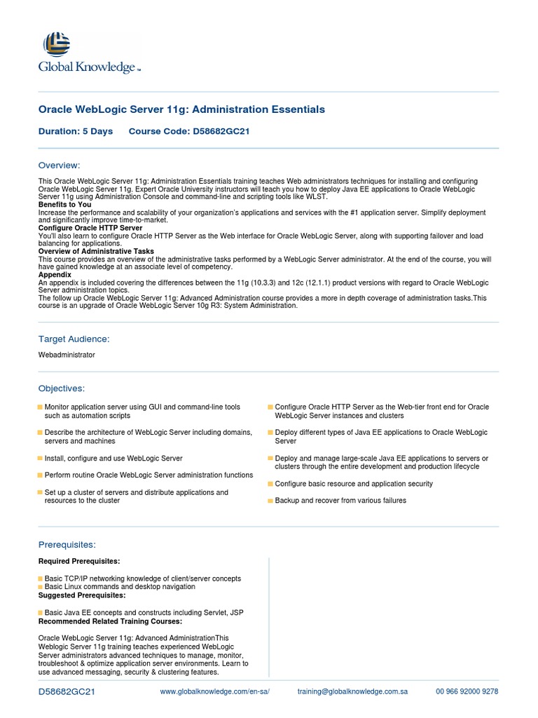 Oracle Weblogic Server 11g Admin Essentials | PDF | Computer Cluster ... Oracle Weblogic Server 11g Admin Essentials | PDF | Computer Cluster ...