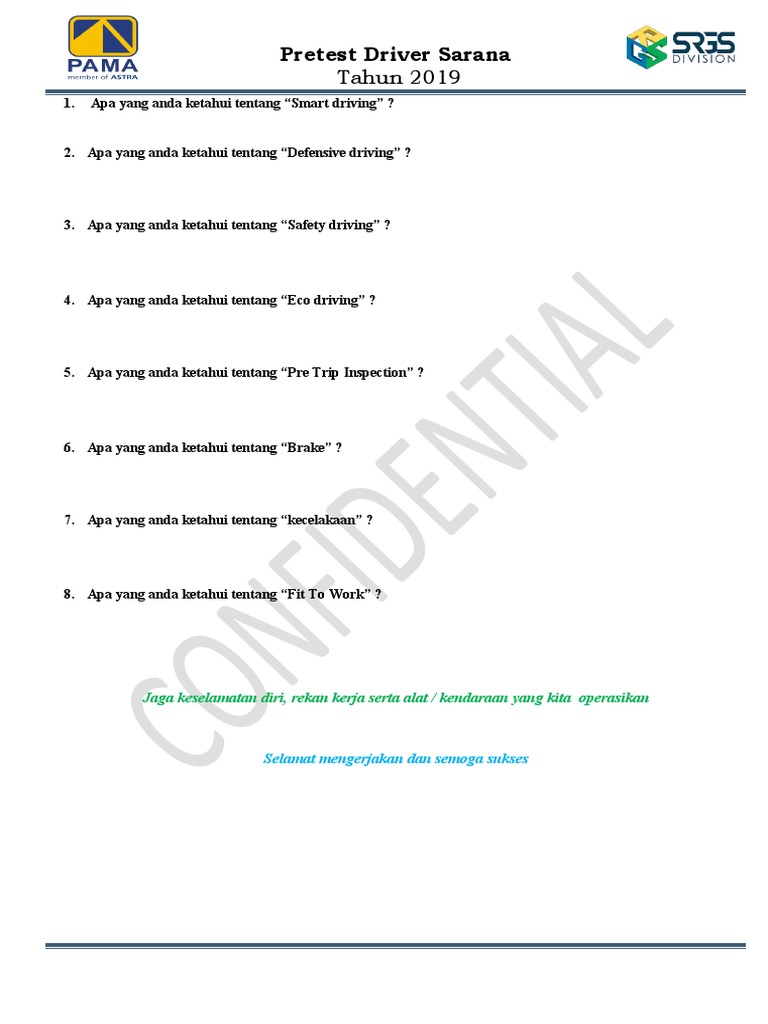 Soal Refresh DRIVER SARANA | PDF