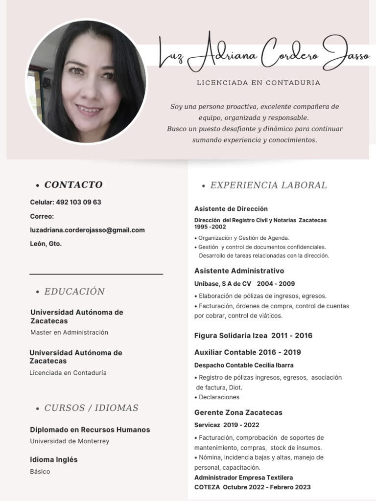 CV Luz Adriana Cordero Jasso | PDF