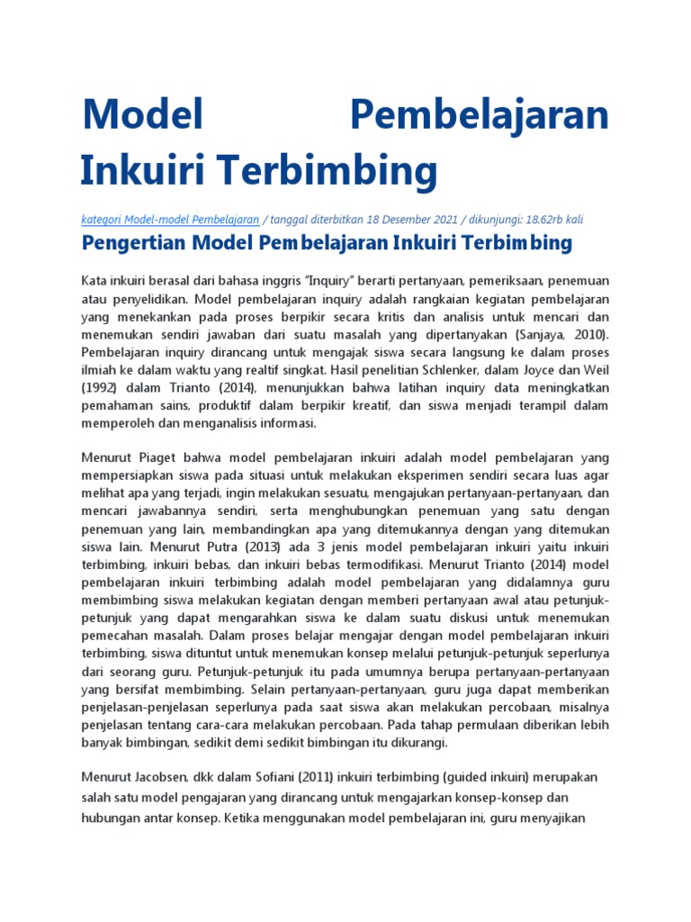 Model Pembelajaran Inkuiri Terbimbing | PDF
