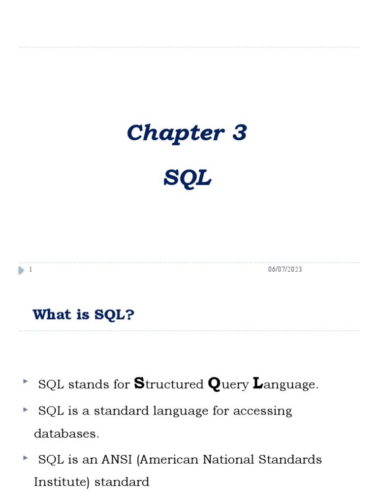 CH 3 SQL | Download Free PDF | Relational Database | Sql