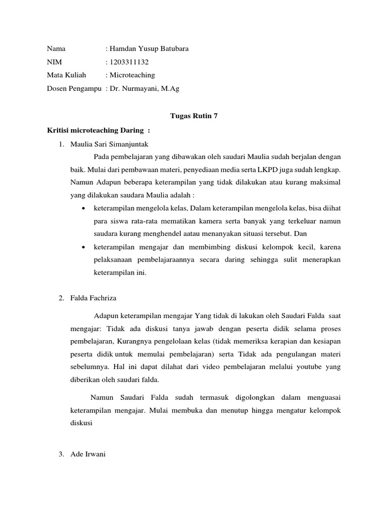 TR.7 - Microteaching - Hamdan Batubara | PDF