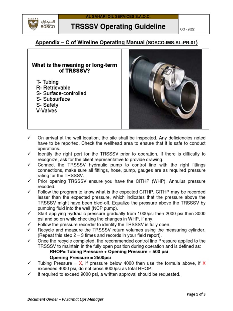 Appendix C - TRSSSV Operating Guidelines | PDF