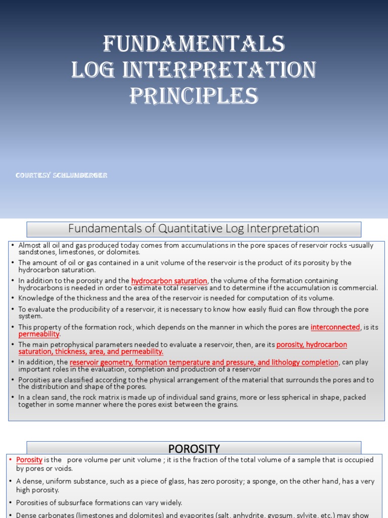 Fundamental Log Interpretation | PDF | Porosity | Petroleum Reservoir