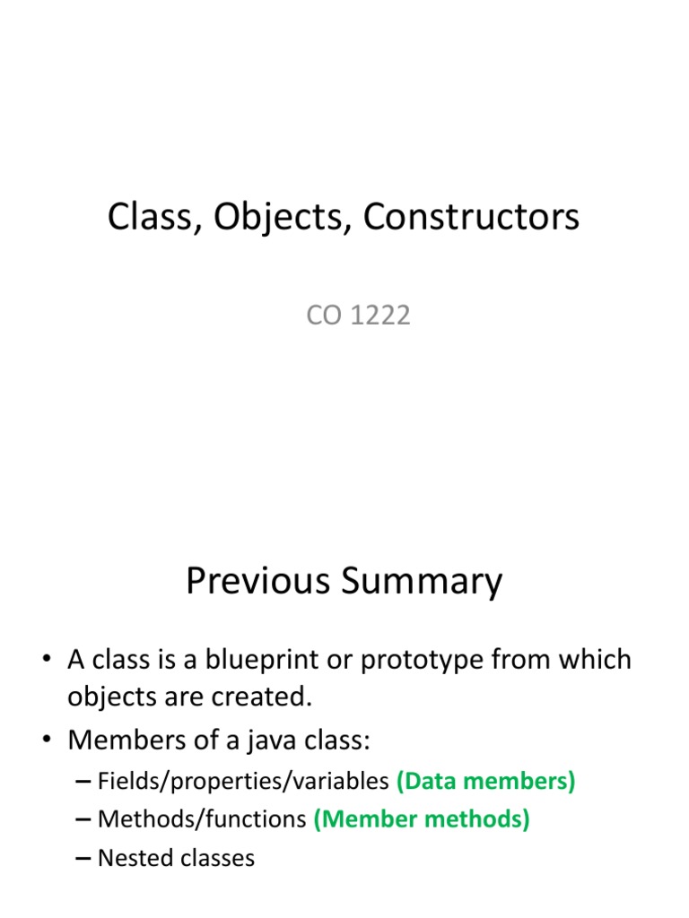 Class, Object, Constructors | PDF Class, Object, Constructors | PDF