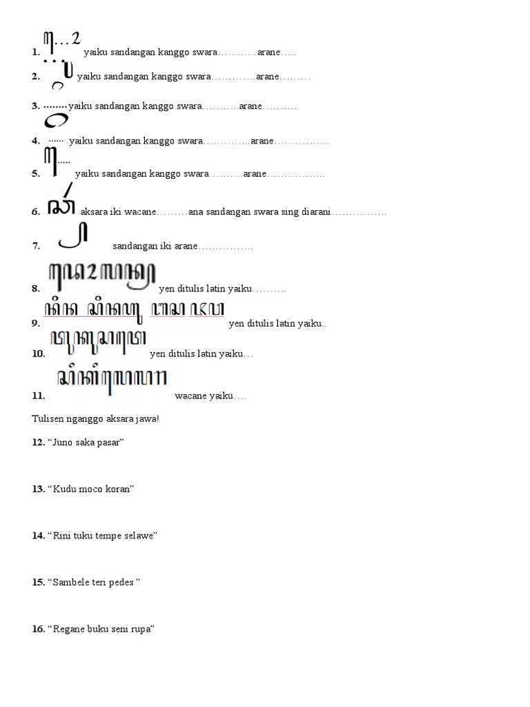 Soal Aksara Jawa Kelas 4 | PDF