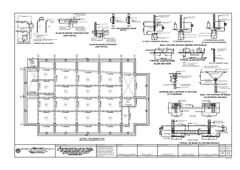 Joint Detail Slab-On-Grade Construction: A B C D E F | PDF | Beam (Structure) | Truss