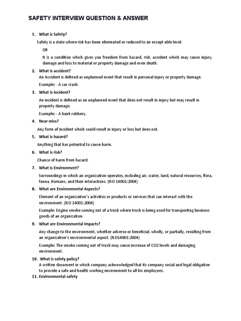 Syed Waqar Prepaired SAFETY INTERVIEW QUESTION | PDF | Computers