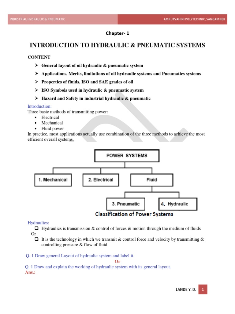 Chapter 1. Introduction To Hydraulic & Pneumatic Systems | PDF ...
