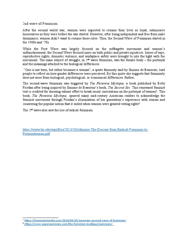 Overview of Second Wave Feminism | PDF | Social Science | History