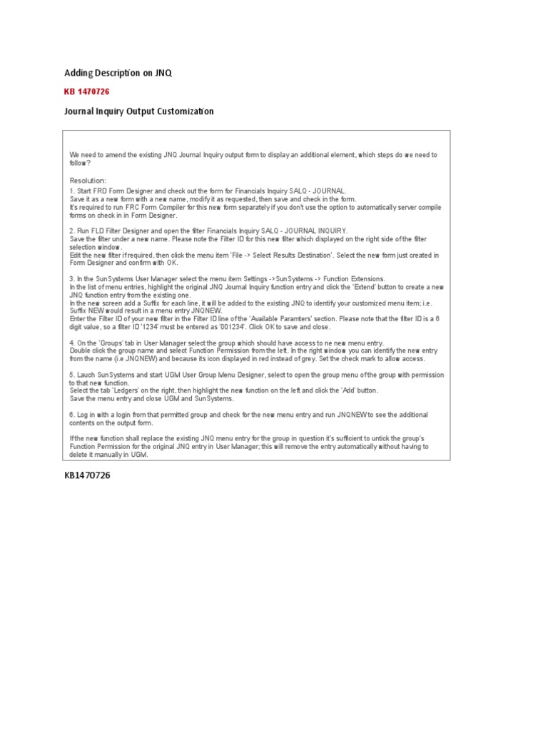 Adding Description On JNQ | PDF