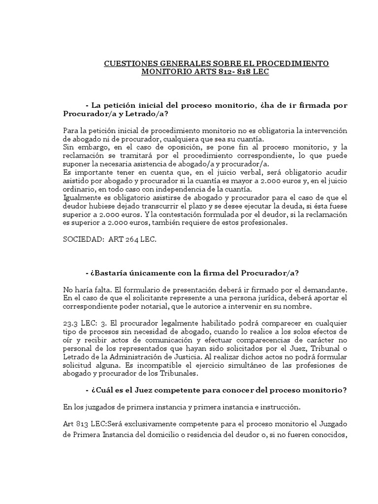 CUESTIONES MONITORIO Tema 5 | PDF