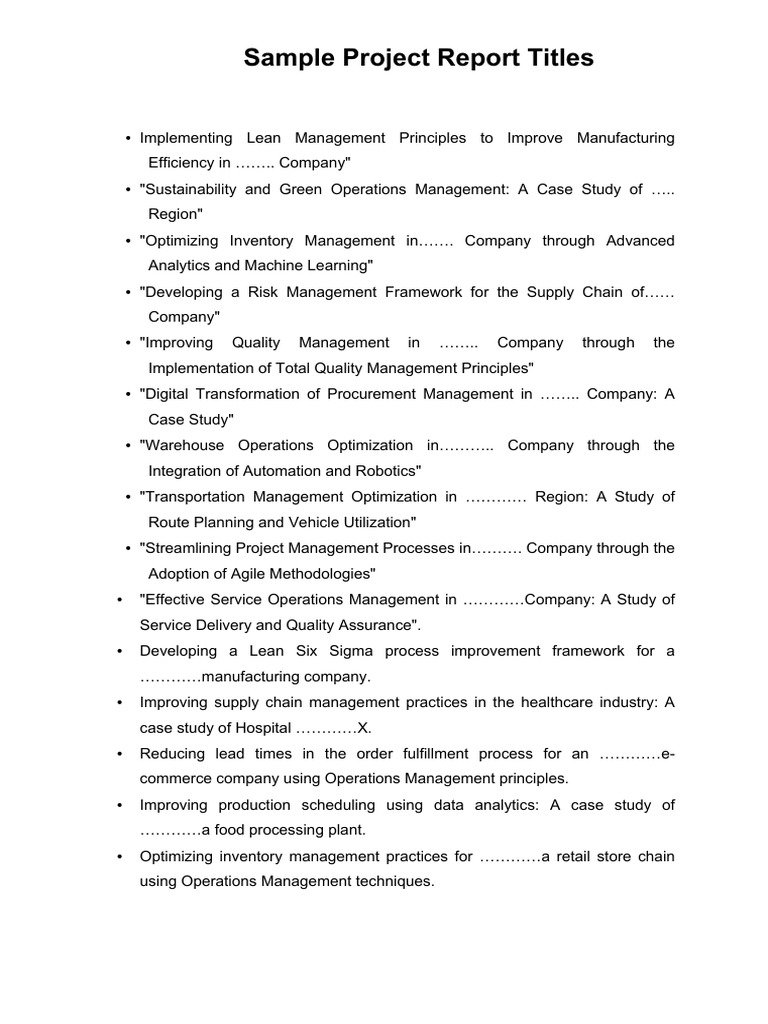 Sample Project Report Titles | PDF