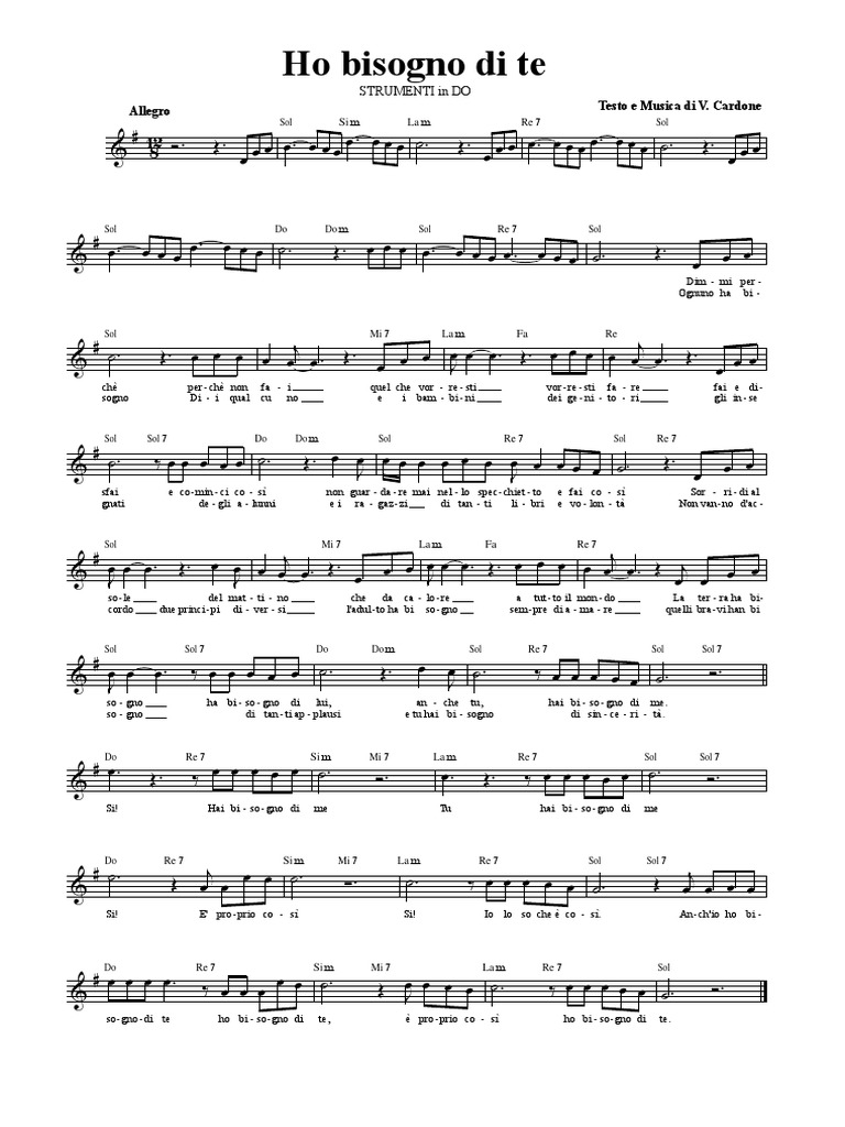 Ho Bisogno Di Te - Spartito | PDF
