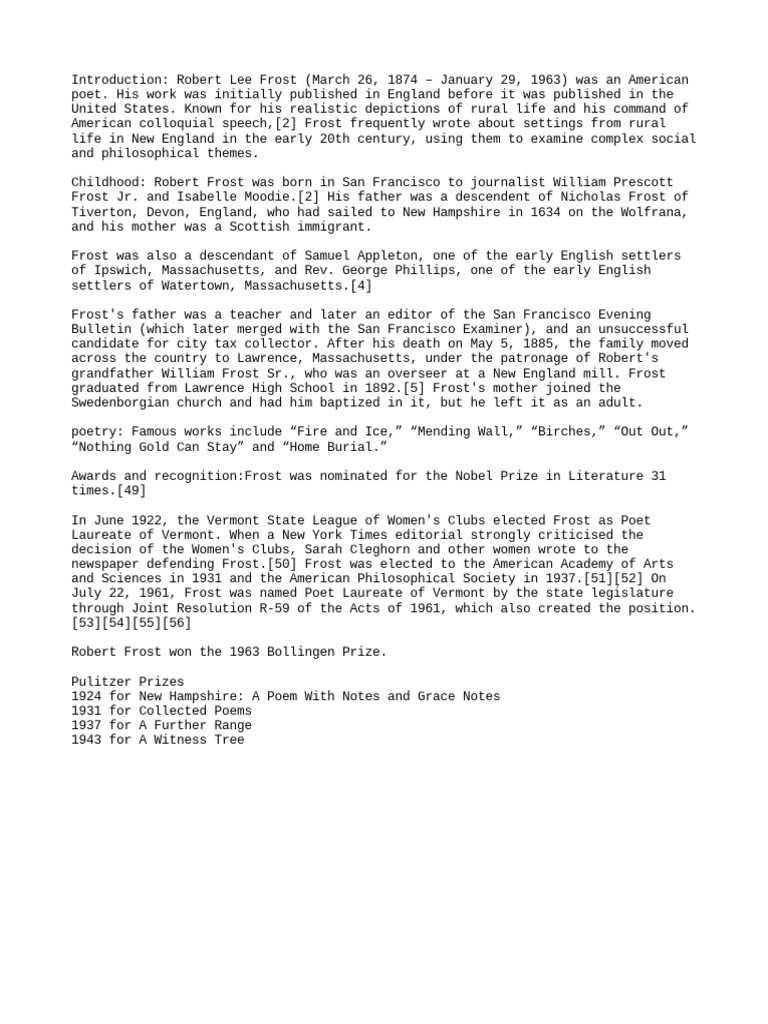 Introduction Robert Lee Frost (Marc | PDF