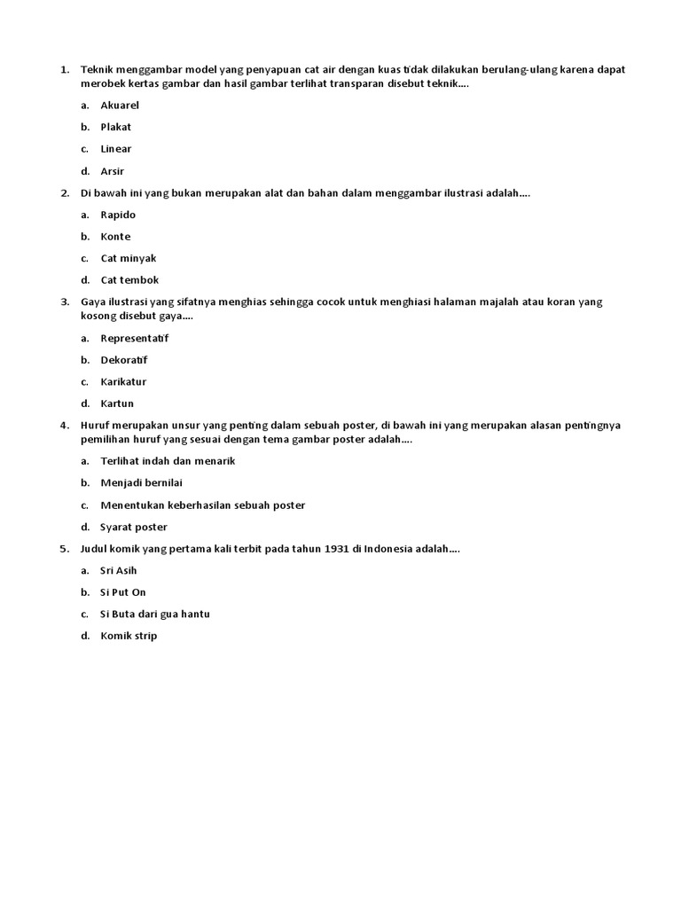 Kisi-kisi Seni Budaya Kelas 8 2023 (1) | PDF