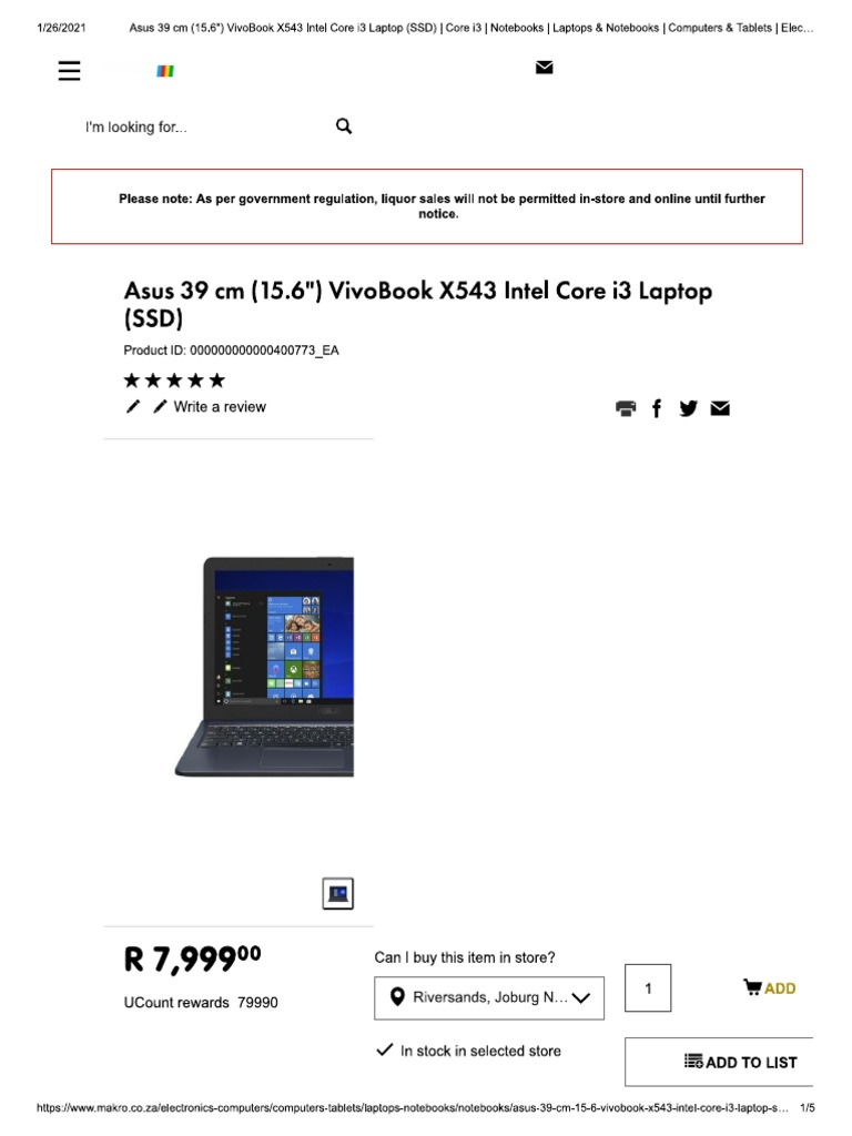 Asus 39 CM (15.6 - ) VivoBook X543 Intel .. | PDF