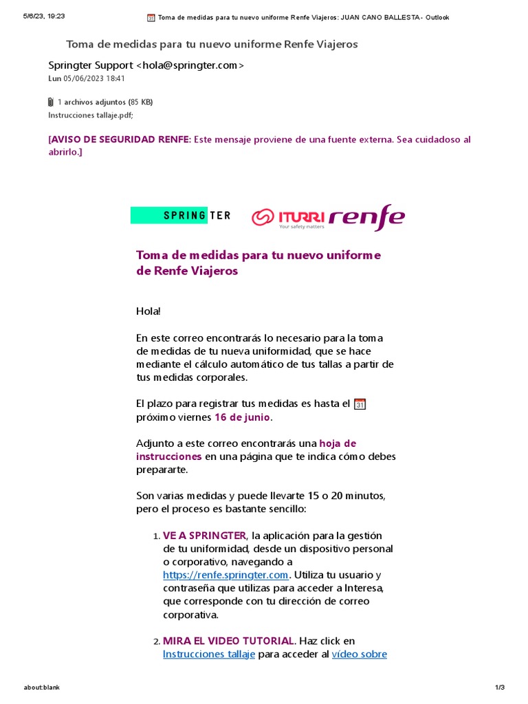 CER - Toma de Medidas para Tu Nuevo Uniforme Renfe Viajeros - 05062023 ...