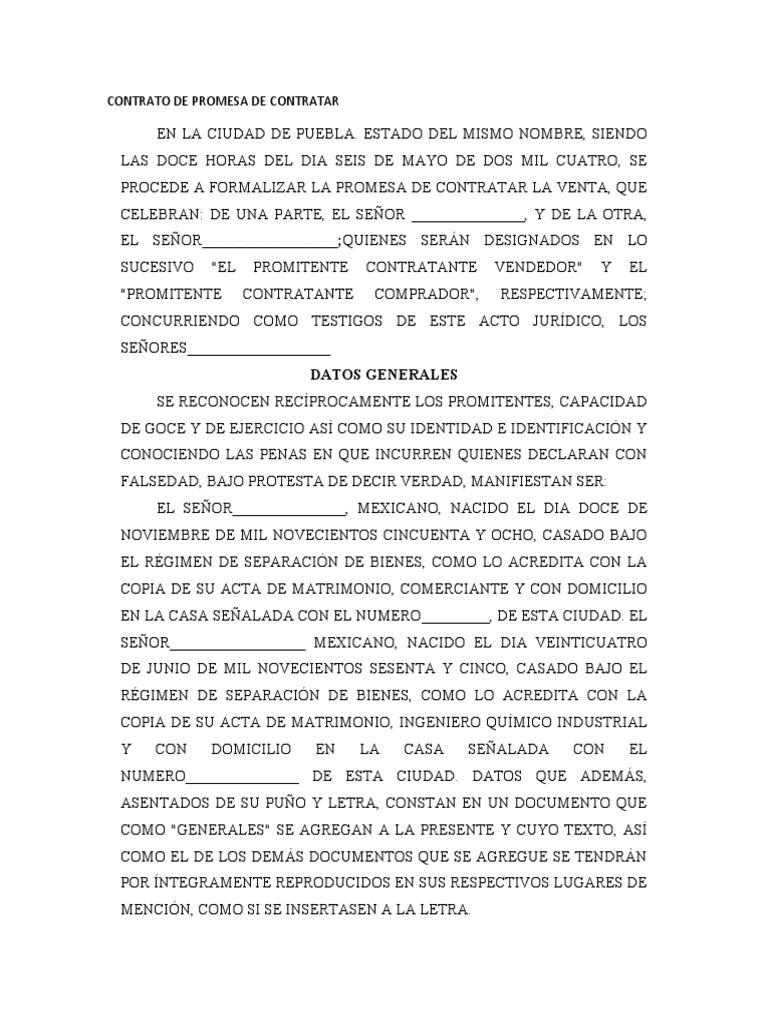 CONTRATO DE PROMESA DE CONTRATAR | PDF | Derecho privado | Justicia