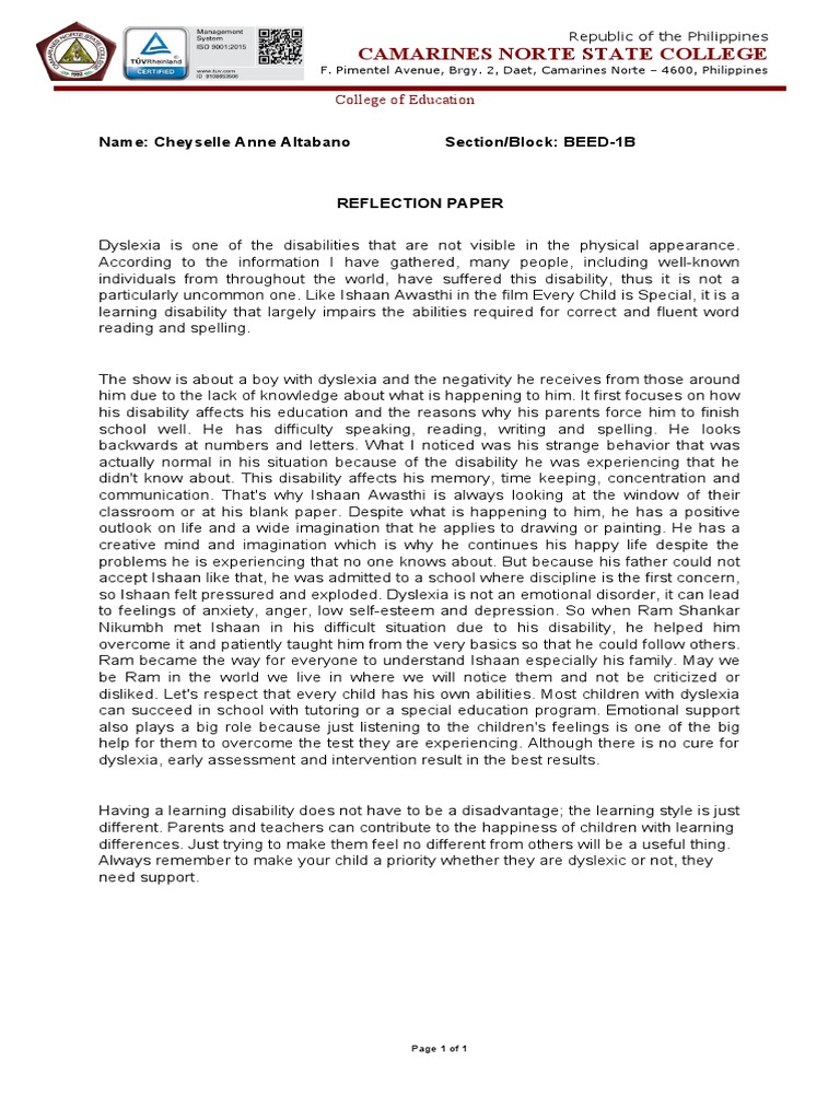 CNSC Header | PDF | Dyslexia | Learning Disability