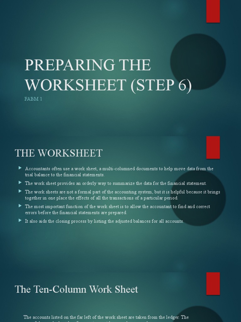 Preparing The Worksheet Step 6 | PDF