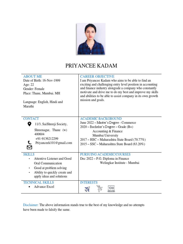 Priyancee Kadam CV | PDF