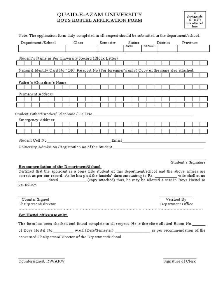 Hostel Application Form 31-03-23 | PDF | Travel Visa