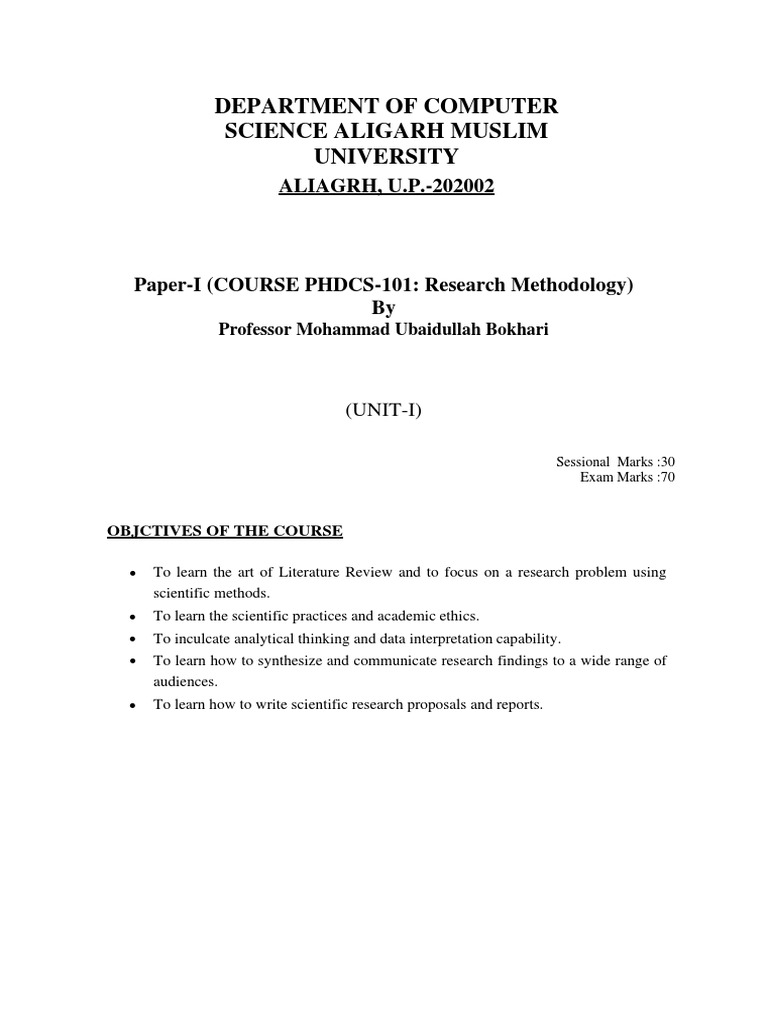 Research Methodology Unit 1 Ph.D. Course Work | PDF | Hypothesis | Type I And Type Ii Errors