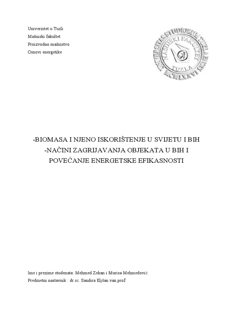 Mehmedović Murisa I Zekan Mehmed Osnovi Energetike | PDF
