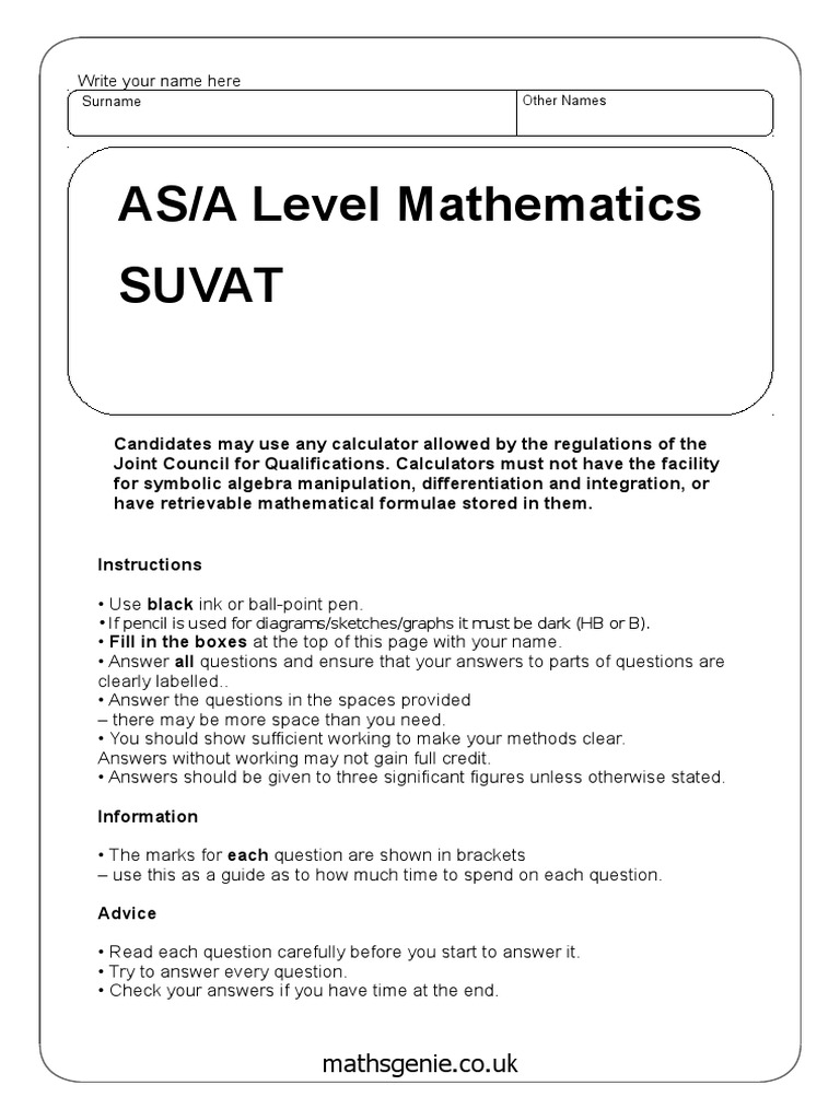 As Mechanics Suvat Pdf Speed Acceleration