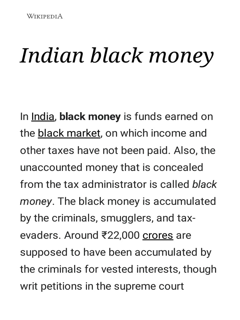 Indian Black Money - Wikipedia | PDF | Indian Black Money | Economies