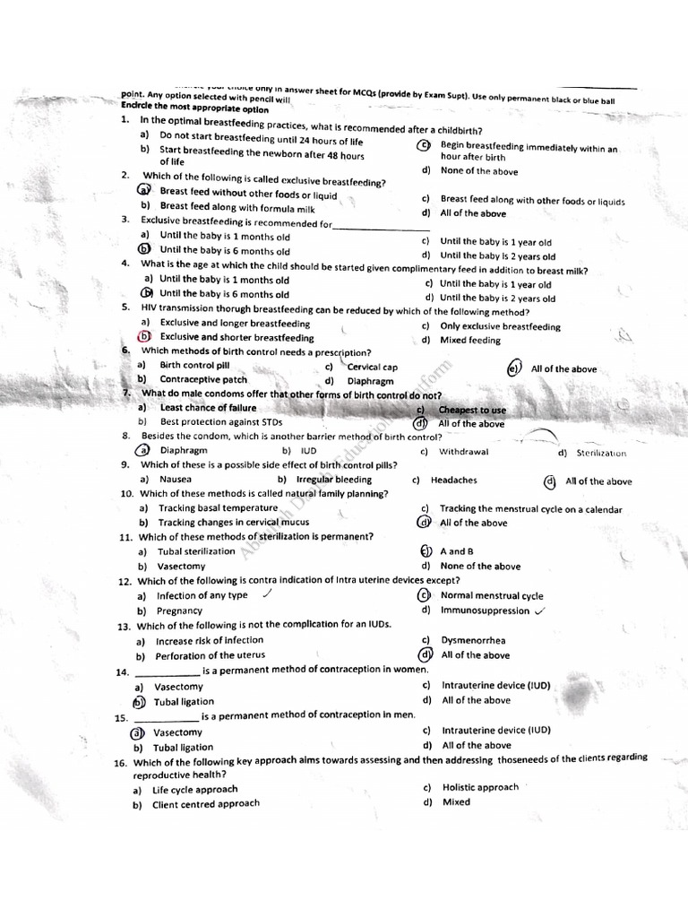 Community Health Nursing 5th semester BSN past paper 2016, Educational ...