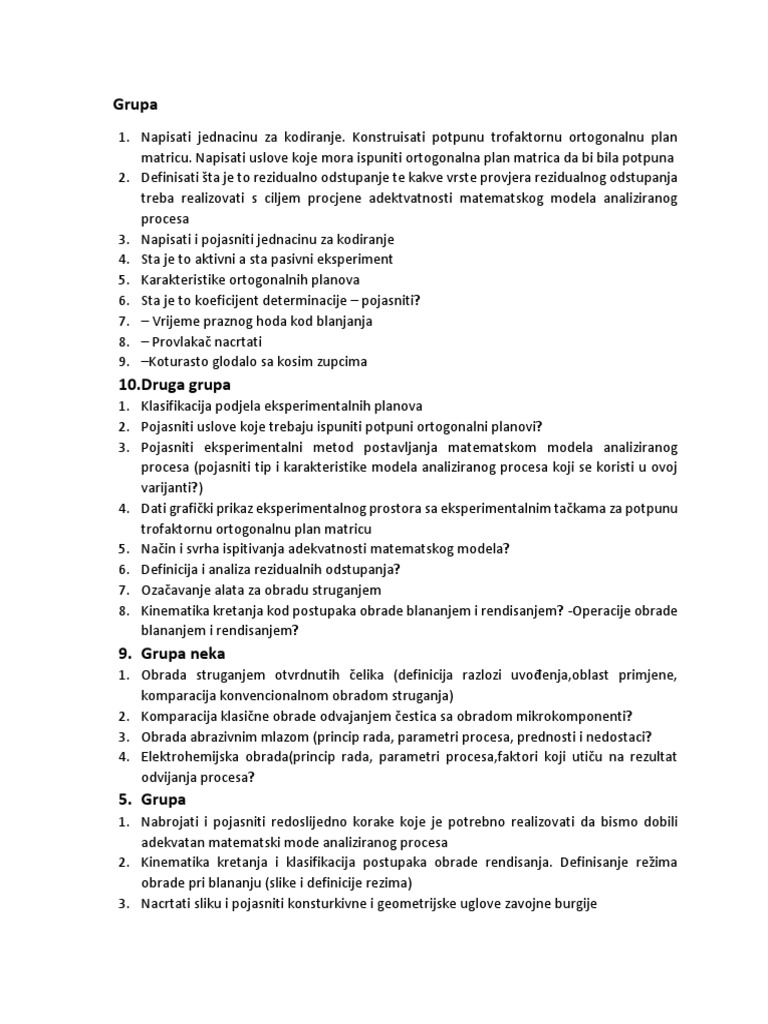 Rezanje 2 Pitanja | PDF