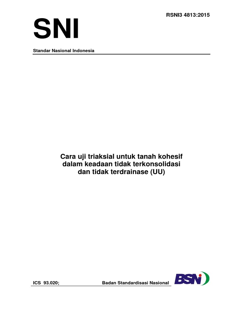 SNI 4813 2015 Triaksial UU | PDF