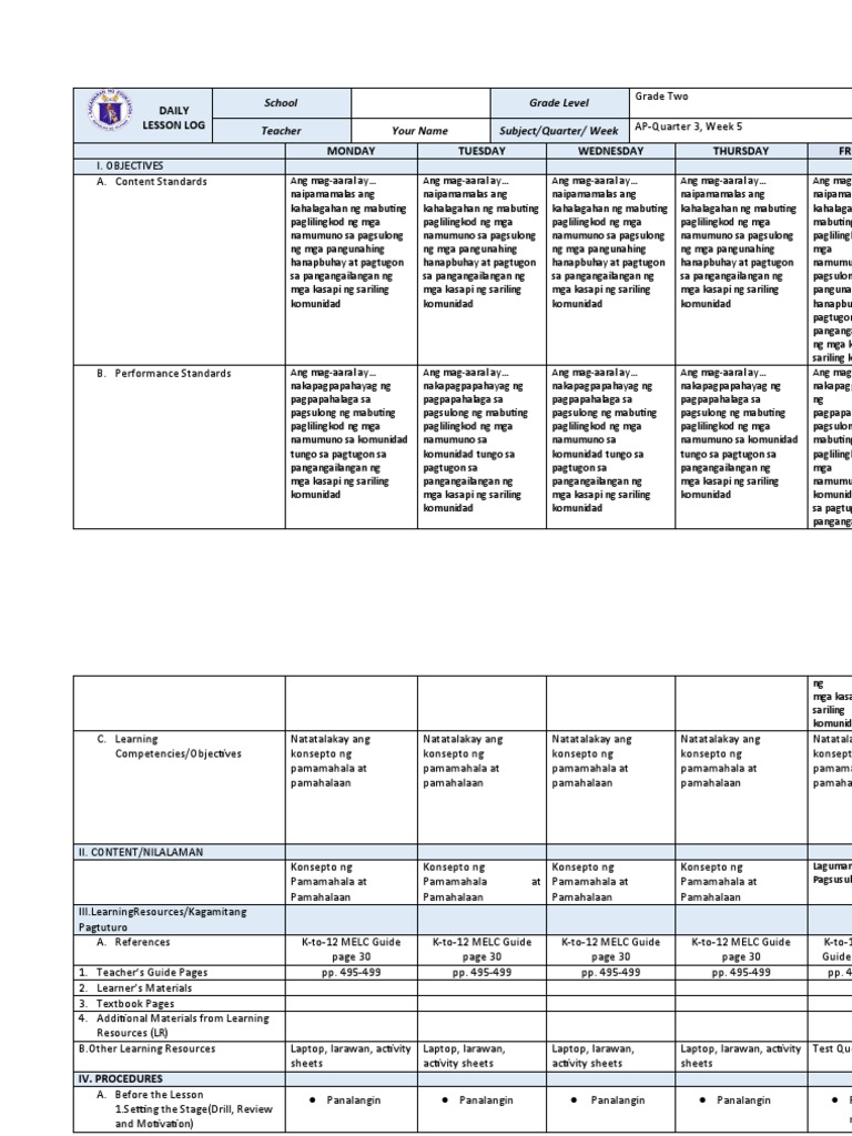 DLL AP-2 Week5 Q3 | PDF