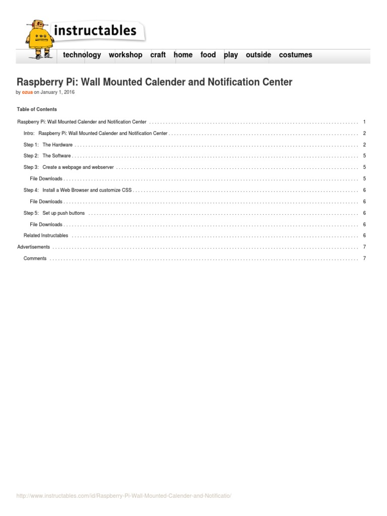 Raspberry Pi Calendar Notification Hub | PDF | Laptop | World Wide Web