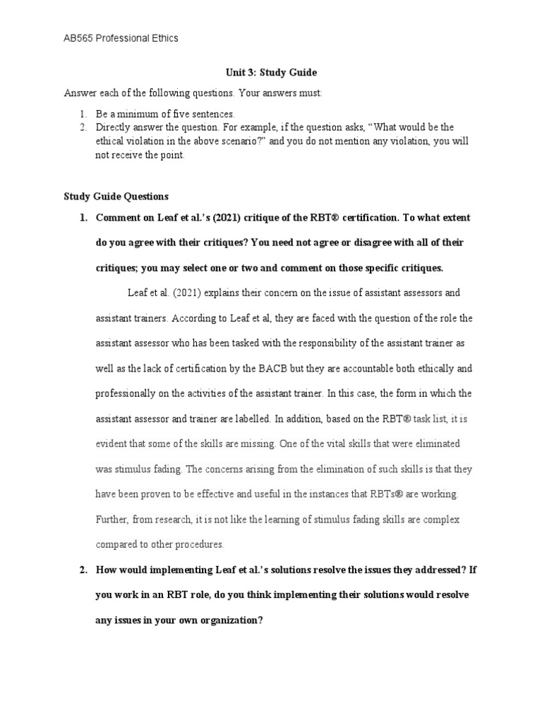 Unit 3 Study Guide | PDF | Morality | Decision Making