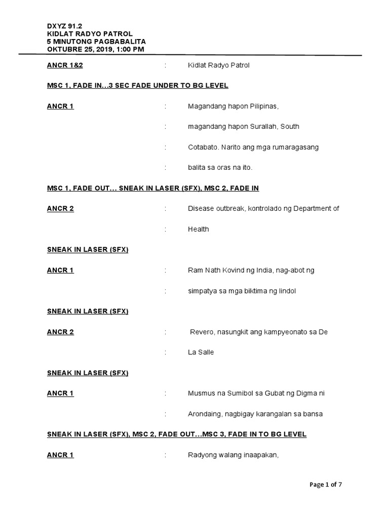 Script Radio Broad Kidlat | PDF