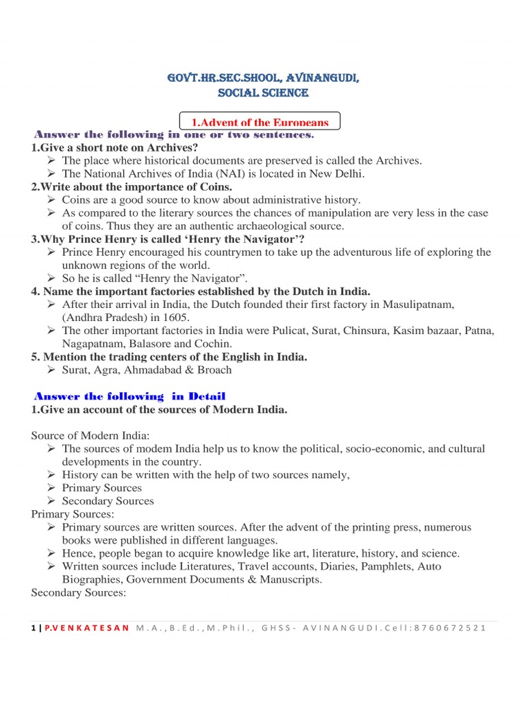 8th Social Science English Medium Complete Study Guide by MR P ...
