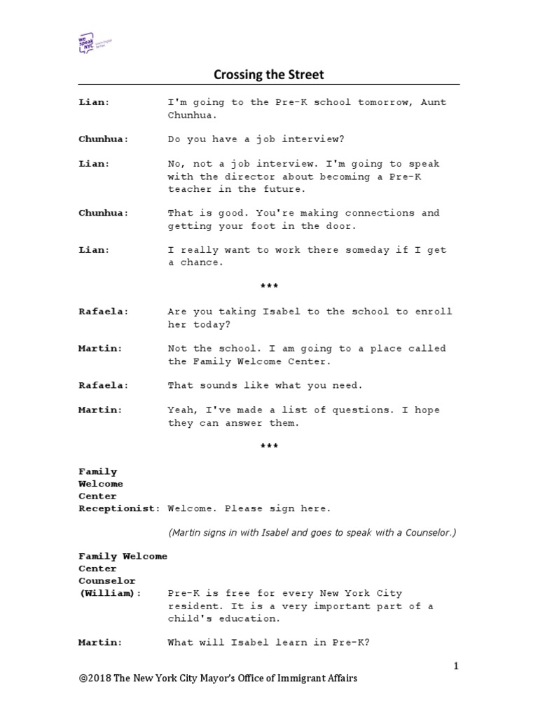 Crossing The Street - Script | PDF | Wellness