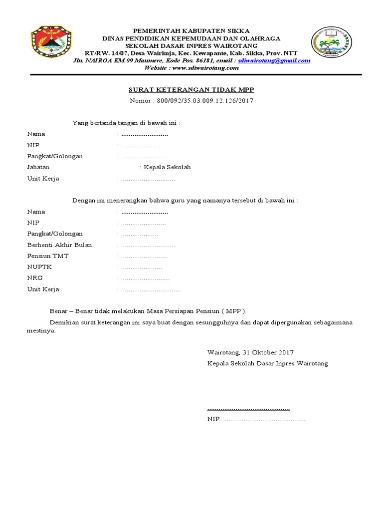 Surat Keterangan Tidak MPP | PDF