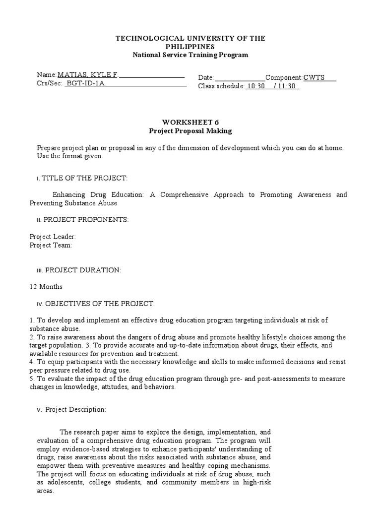 Drug Education Program Proposal | PDF | Substance Abuse