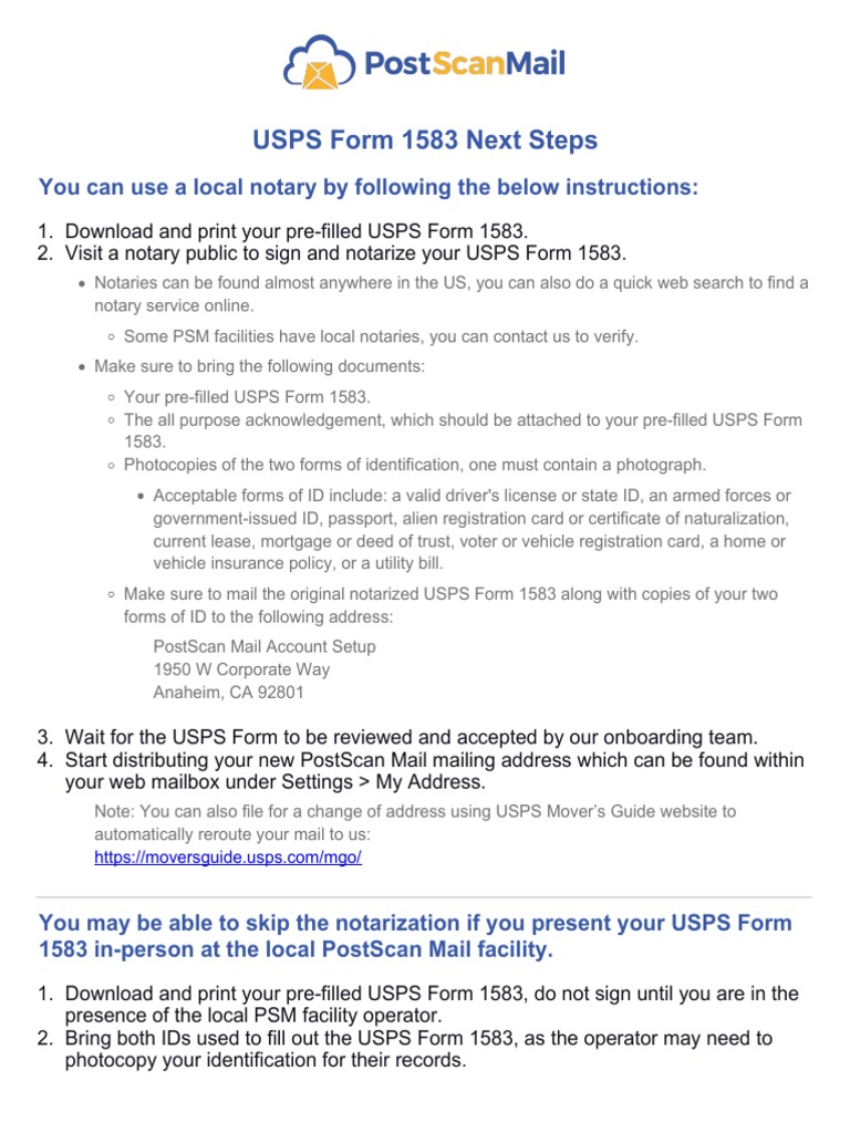 USPS Form 1583 | PDF | United States Postal Service | Identity Document