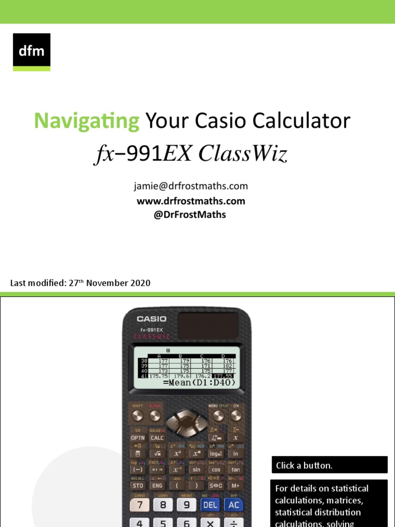 CasioFX991EX ClassWiz | PDF | Equations | Matrix (Mathematics)