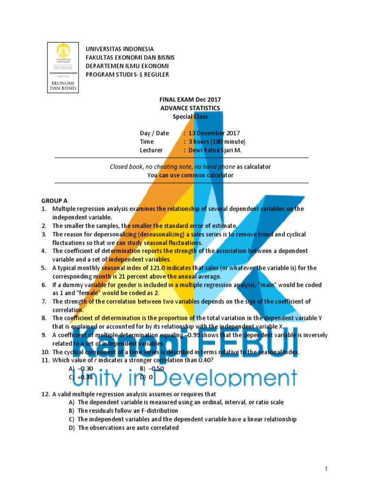 Soal Uas Statistik Lanjutan Ganjil 2017 2018 Utk Sahril Dewi Ratna Sjari | PDF | Errors And ...