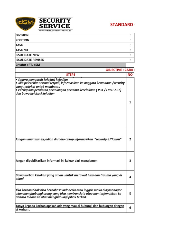 Sop Security Sexual Harassment | PDF