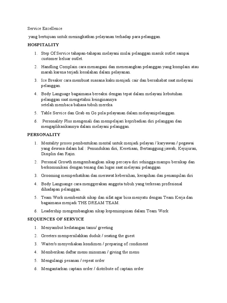 Service Excellence | PDF | Pengembangan Diri