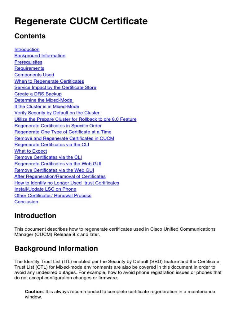 CUCM Certificate Regeneration Guide | PDF | Public Key Certificate ...