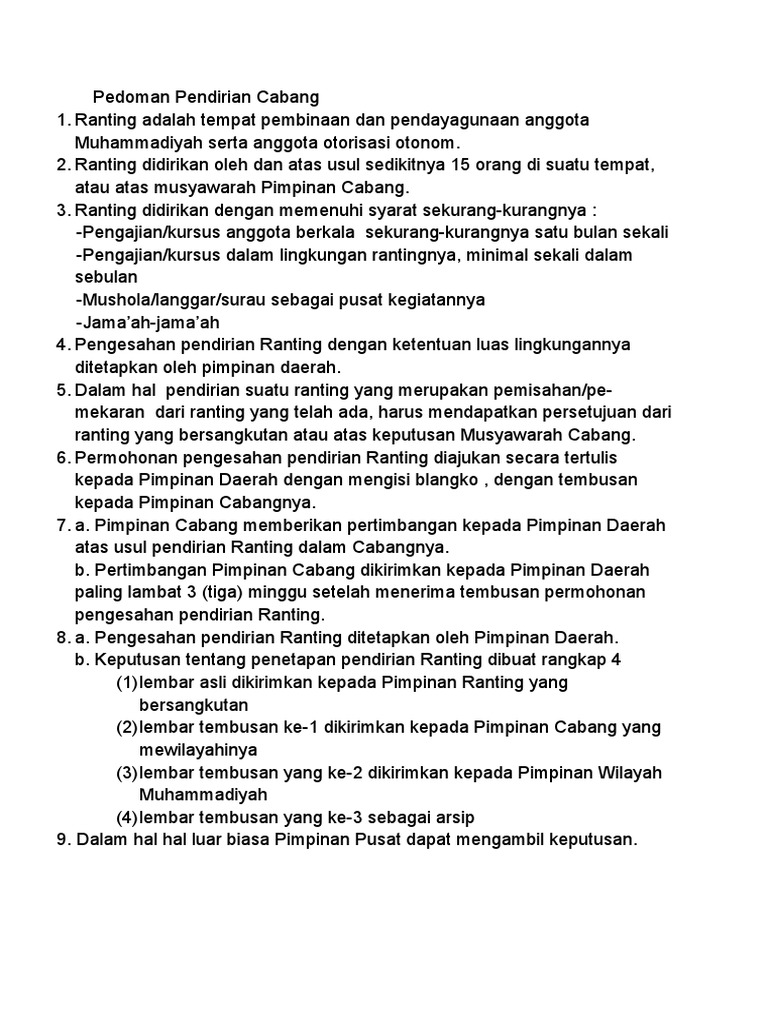 SOP Pendirian PRM | PDF